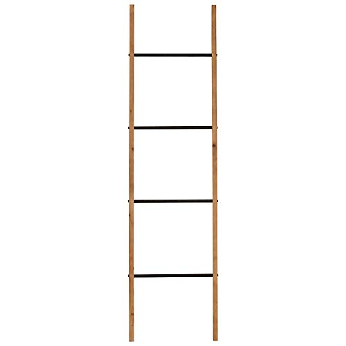 Amazon Brand – Rivet Contemporary Fir Decorative Blanket Ladder with Iron Rungs - 71.65" Height, Black and Natural Wood