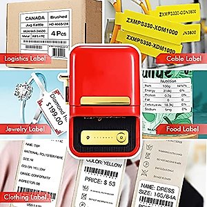Smart Label Maker B21 with 230 Labels Bluetooth Thermal Price Barcode Label Printer Mailing Address Labels Machine Compatible with Android & iOS Applied to Organization Home Office Business (Red)