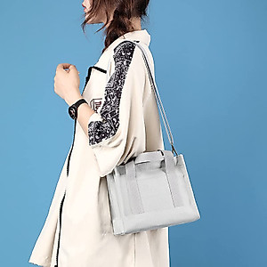 MINKARS Mini Tote Bag for Women Canvas Crossbody Purse, Beige 9”