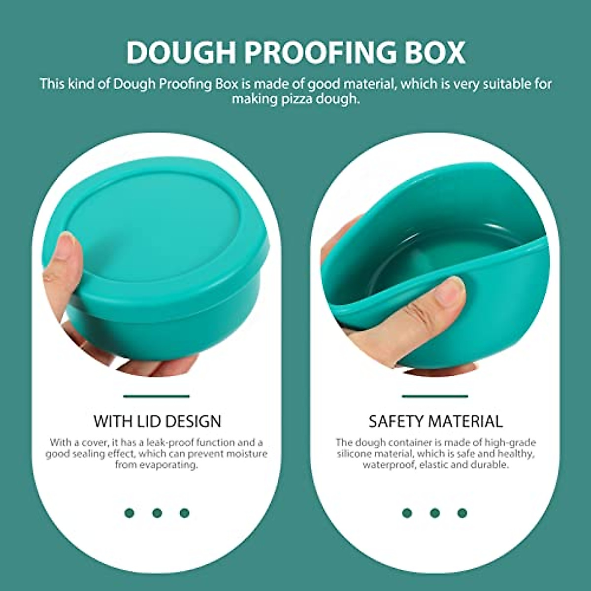 CALLARON Dough Bowl Proofing Boxes Dough Proofing Trays with Lid 700ml Silicone Box Container Pizza Dough Boxes Bread Dough Container Food Storage Box Container for Home Kitchen Green Veggie Tray