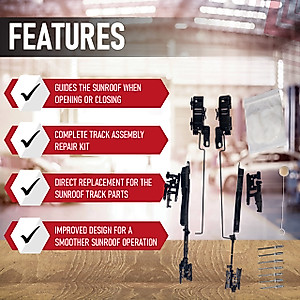 Sunroof Track Assembly Repair Kit - Compatible with Ford & Lincoln Vehicles - F150 2000-2014, Expedition 2000-2017, F250, F350, F450 Super Duty 2005-2016, Navigator, 2006-2008 Mark LT - Sun Roof