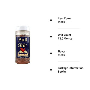 Bull Shit Steak Seasoning, Net Wt 12oz