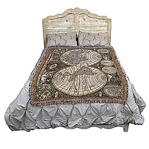 Pure Country Weavers Old World Antique Map Blanket - Fine Art Gift Tapestry Throw Woven from Cotton - Made in The USA (72x54)