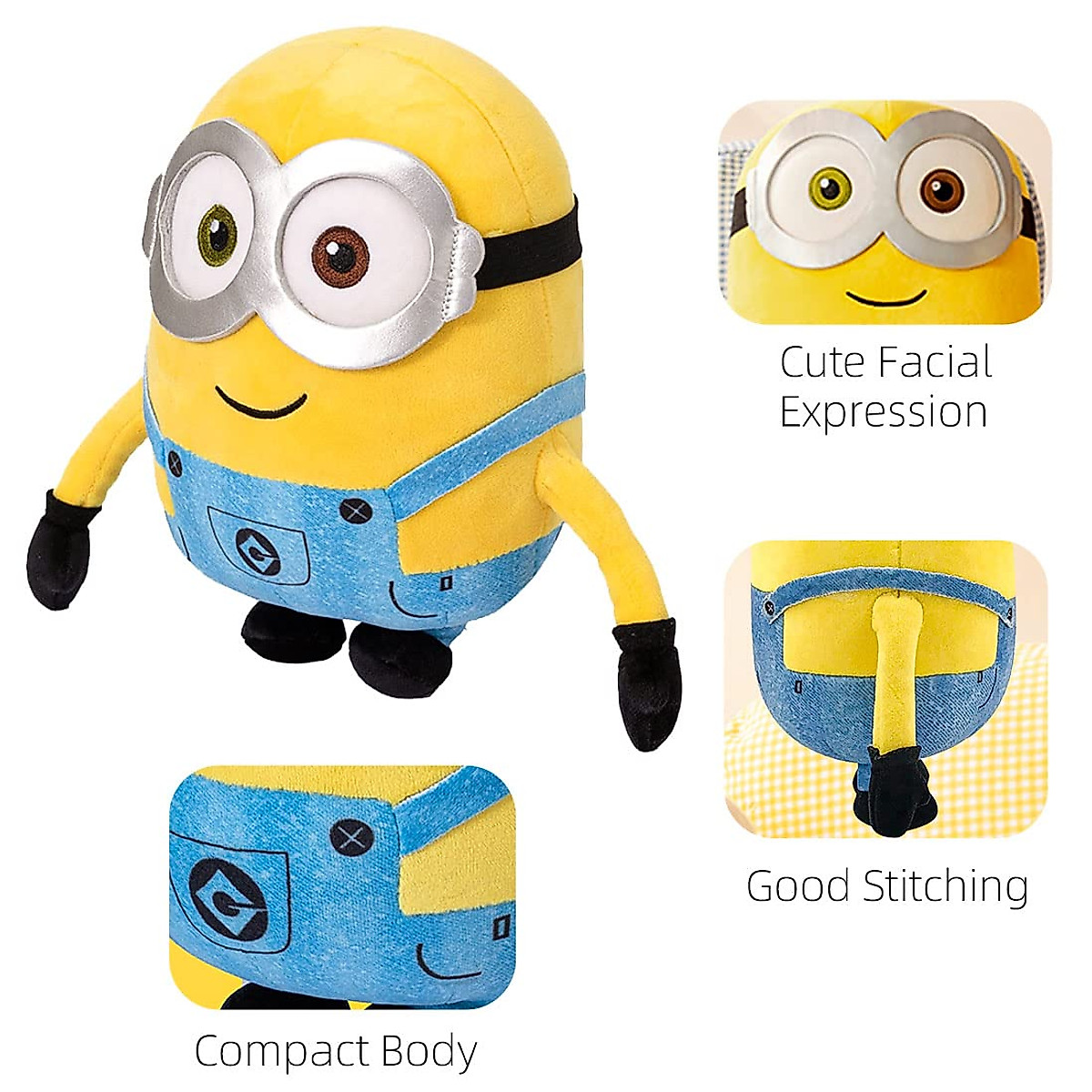 MINISO 8" Minions Stuffed Animals Plush Toys (Bob), Cute Sleeping Bedding Stuffed Animals Kawaii Plushies Pillow for Kids Toddler Toys Boys Girls
