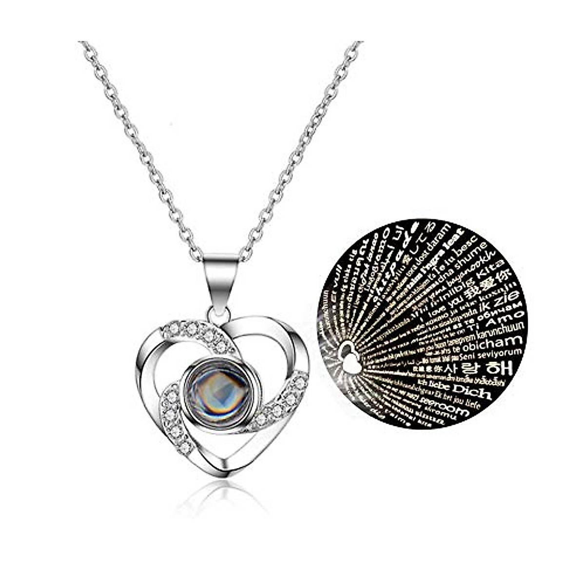 Ocosy Mothers Day Flower Gifts for Her, Preserved Real Flower Rose with Silver-Tone Heart Necklace I Love You in 100 Languages Gift Set, Enchanted Flower Rose Gifts, Red