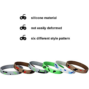 JOVITEC Pixelated Miner Style Character Wristband Bracelets Silicone Wristbands, Pixelated Theme Bracelet Designs for Mining Themed Style Party Supplies(24 Pieces,Style 1)