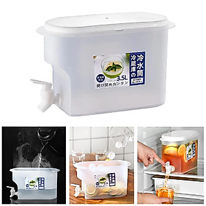 WYSRJ Cold Kettle with Faucet in Refrigerator, Drink Dispenser for Fridge, Plastic Water Jugs Fruit Teapot Lemonade Bucket Drink Container for Fridge, 3.5L/1 Gallon