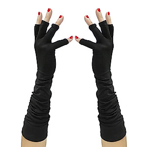 Luwint Elegant Long Fingerless Gloves - UV Protection Nails Gloves for Gel Manicures (Black)