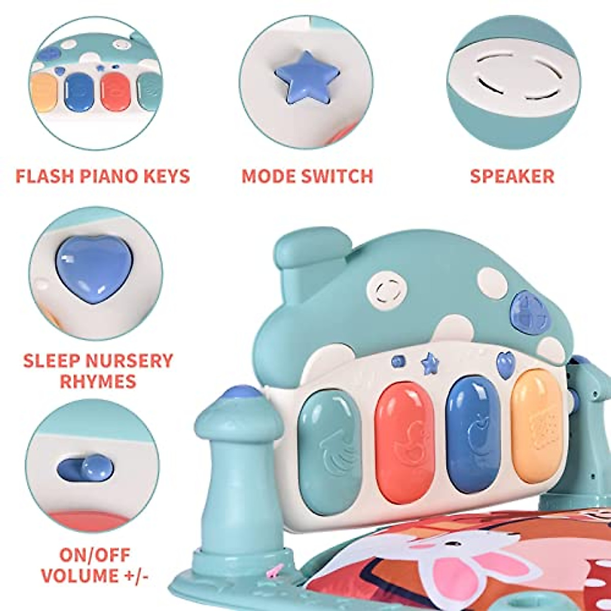 WYSWYG Baby Play Mat Baby Play Gym Activity Mat Piano Gym Activity Center for Baby Toys for Infants and Toddlers 0-6-12 Months