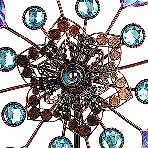 QMCAHCE Peacock Tail Plugin Wind Spinner Windmill 360 Swivel Outdoor Garden Metal Wind Spinner Yard Decor for Patio/Lawn/Garden Windmill Decoration (Blue)