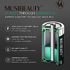 MUSIBEAUTY Universal 18650 Charger Battery with Rechargeable Battery 3.7V 3400mAh (4 Pack) for Doorbells, Flashlights, Headlamps, Cameras, Toys, and Remote Controls