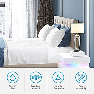 Mjkone California King Size Platform Bed Frame with 4 Storage Drawers, Bed Frame with Adjustable Headboard, Button Tufted Design, Wood Slat Support, No Box Spring Needed/Easy Assembly, Beige, (21022)