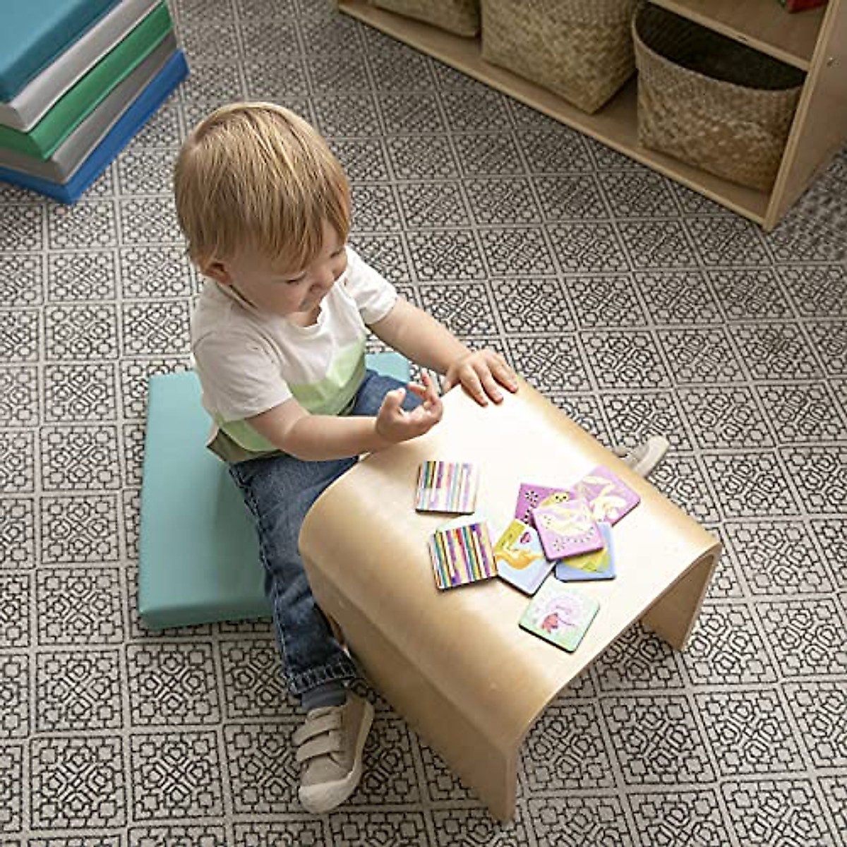 ECR4Kids Bentwood Multipurpose Cube Chair, Kids Furniture, Natural/White
