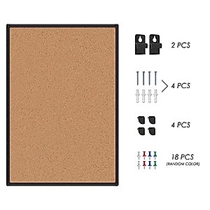 Board2by Cork Board Bulletin Board 48 x 36, Black Aluminium Framed 4x3 Corkboard, Office Board for Wall Cork, Large Wall Mounted Notice Pin Board with 18 Push Pins for School, Home & Office