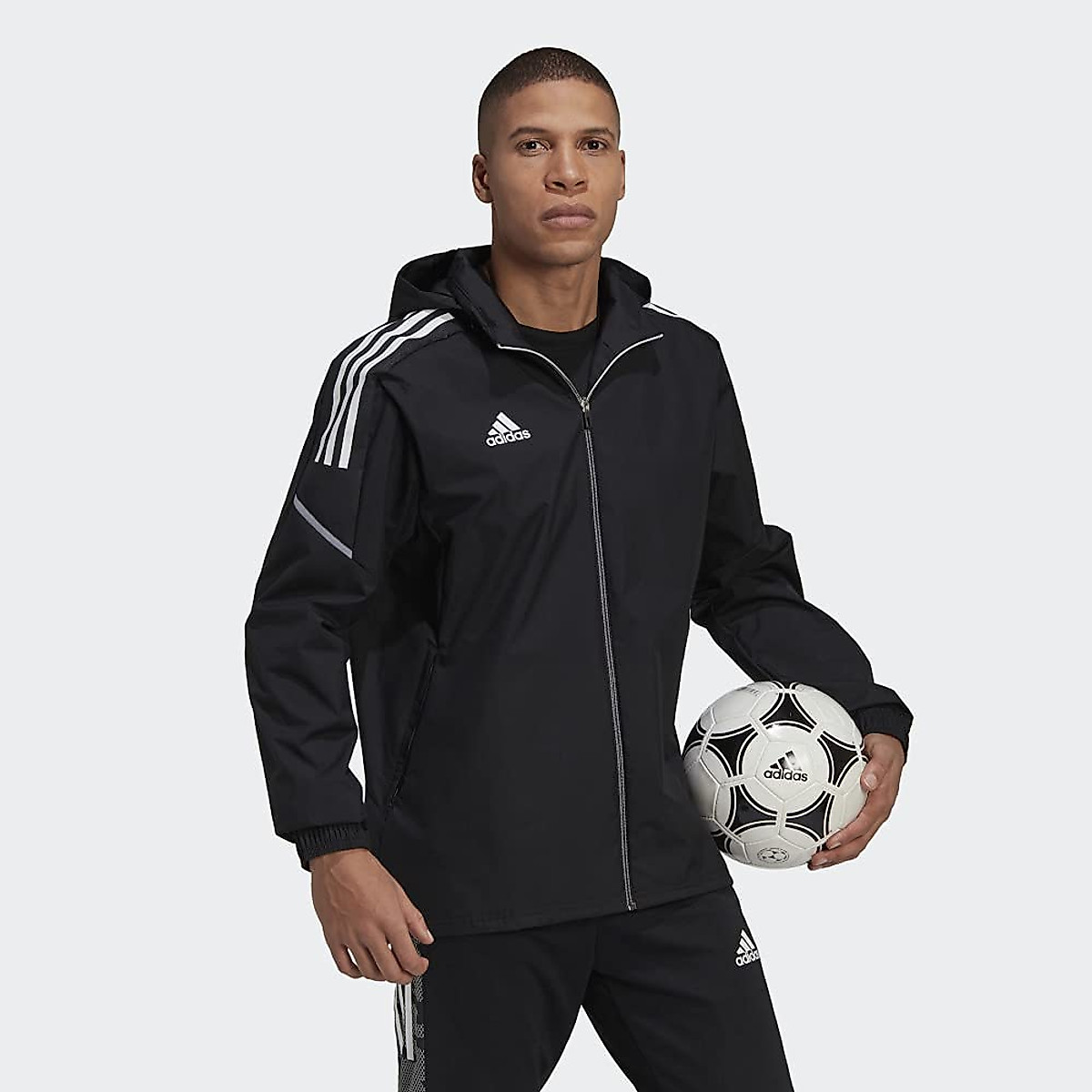 adidas Men's Condivo 21 Allweather Jacket, Black/White Large
