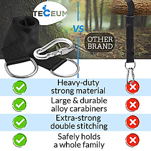 [New 2024] TECEUM Tree Swing Straps Hanging Kit (Set of 2) – 10 ft – Heavy-Duty Camping Hammock Straps (2,000 lbs) – with Safety Lock Carabiners & Carry Bag – for All Swing Types – Outdoors Strap