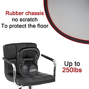 BestOffice Modern Bar Stool Set of 2 Barstools Armrest Height Adjustable Counter Stools Bar Chairs Swivel Bar Stool PU Leather Hydraulic Dining Room Chairs Home Kitchen Stools (Black)