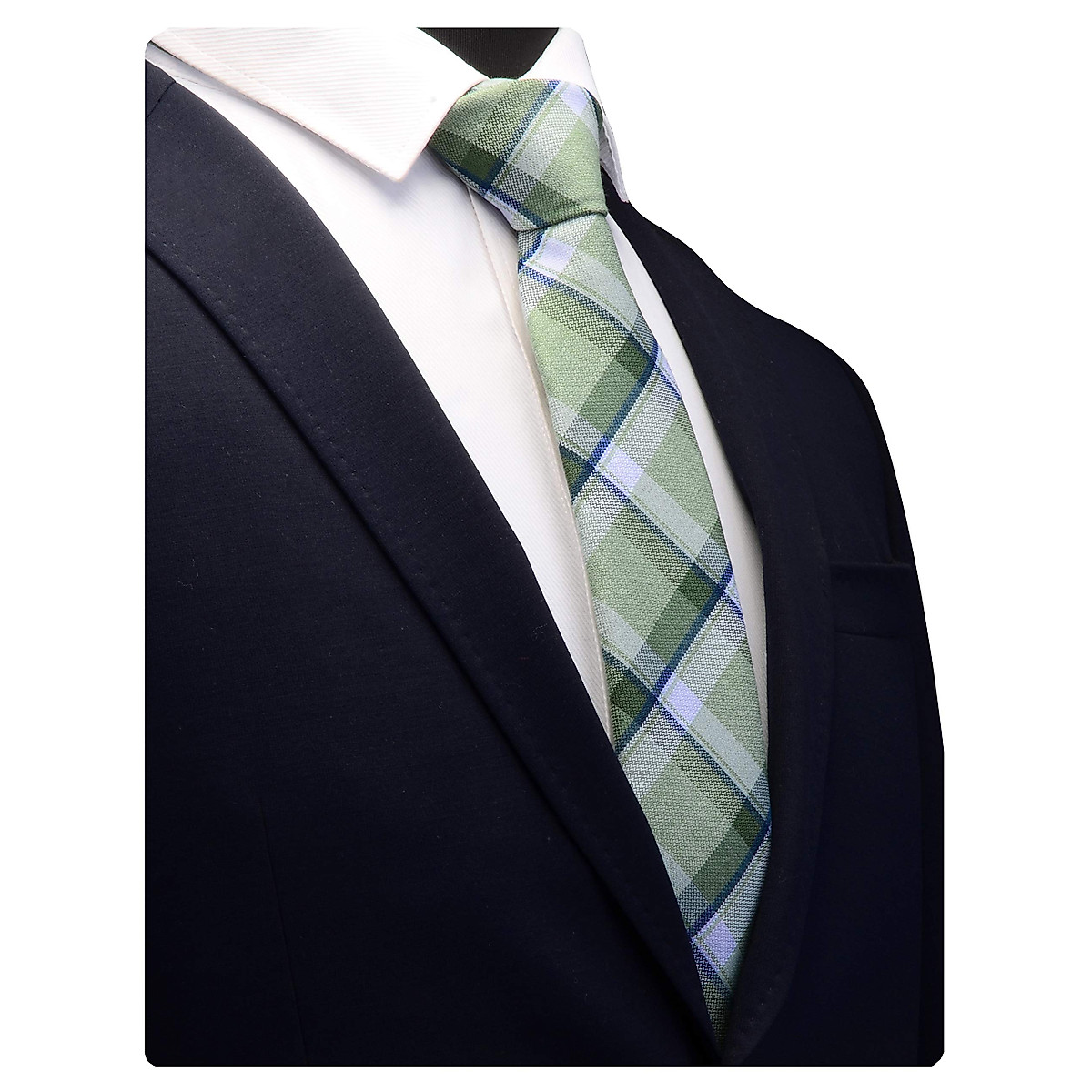 GUSLESON Olive Green Tie Skinny Striped ties Tartan Cotton Wedding Neckties (0910-11)