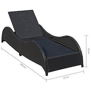 vidaXL Sun Lounger with Cushion, Black Poly Rattan - Stylish and Comfortable Patio Furniture with Adjustable Backrest and Weather-Resistant Material