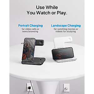 Intoval Charging Station for Apple iPhone/iWatch/Airpods, 3 in 1 Wireless Charger for iPhone 14/13/12/11/XS/XR/XS/X/8, iWatch 8/Ultra/7/6/SE/5/4/3/2, Airpods Pro2/Pro1/3/2/1 (White+Lilac Purple)