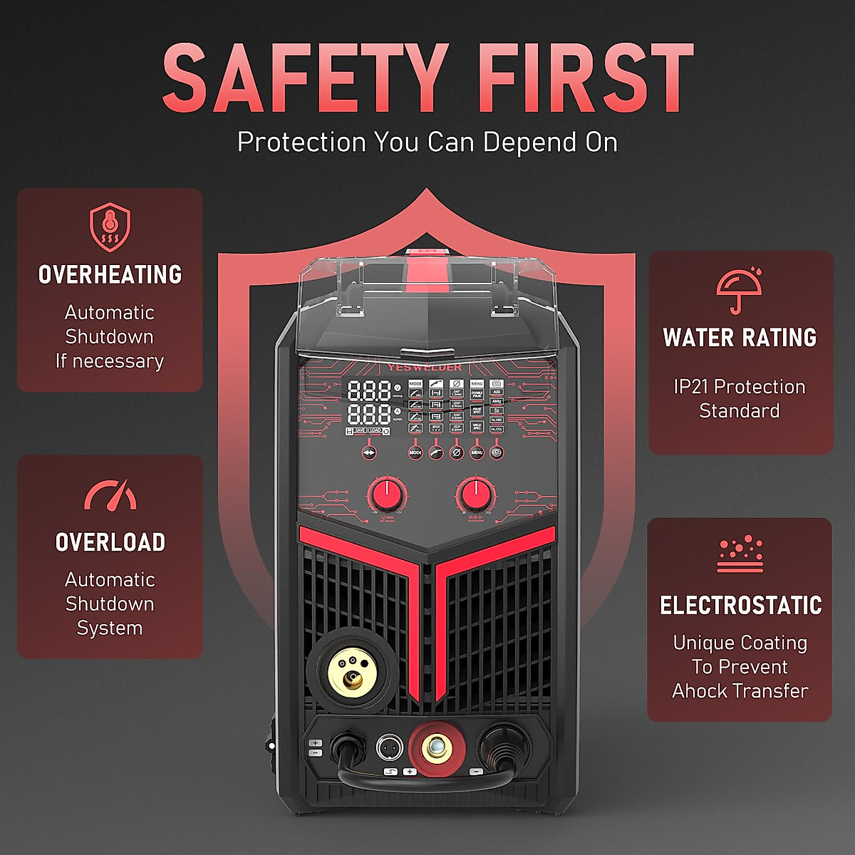 YESWELDER Stick Welder/Lift TIG with Lift TIG Torch,145A 110/220V Welding Machine with Digital Display Hot Start IGBT Inverter ARC MMA Welder