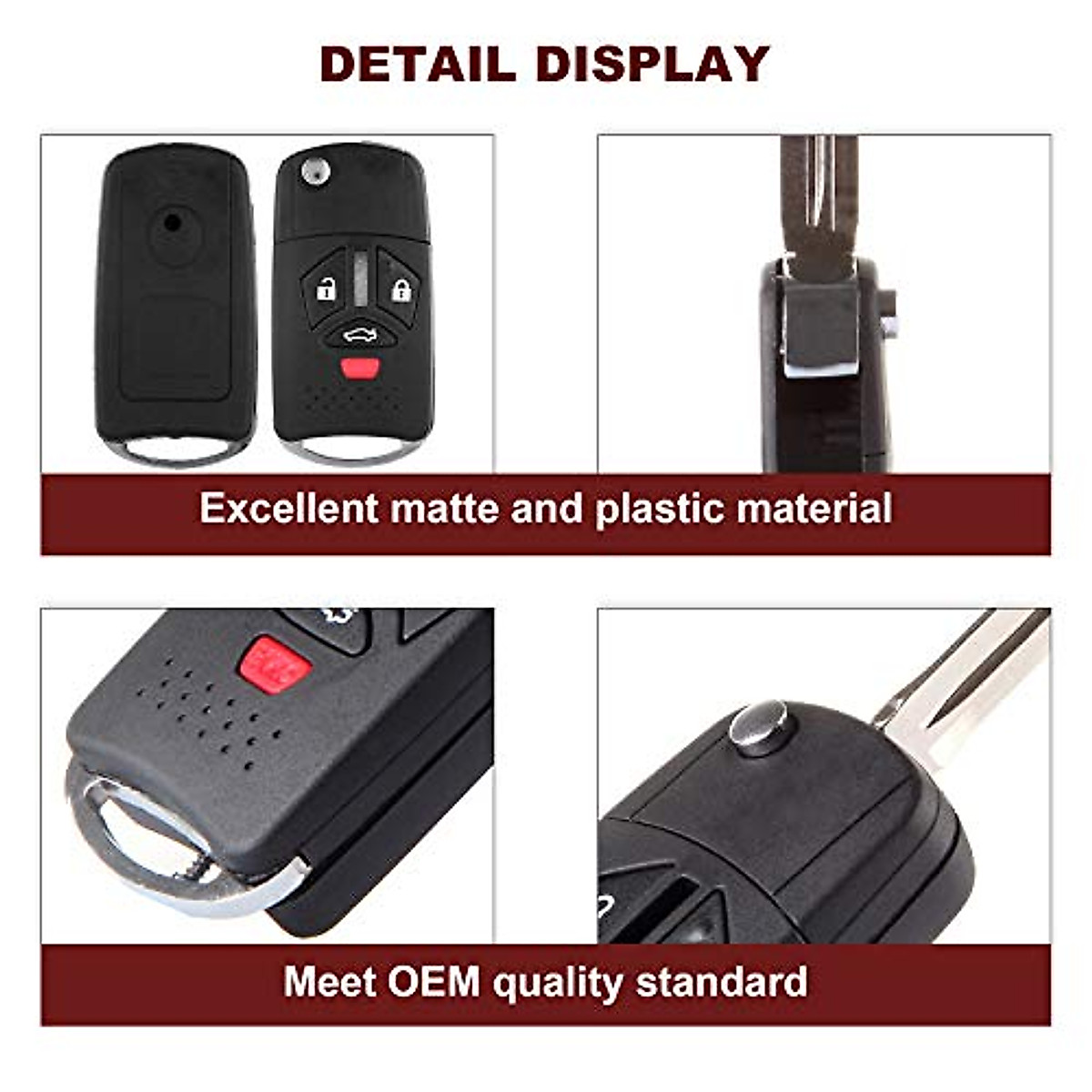 ANGLEWIDE Car Key Fob Keyless Entry Remote SHELL CASE Replacement for 08-12 for Mitsubishi Eclipse Galant Lancer (FCC 6370A477) 4 Buttons 2pad