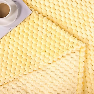 Bnuitland Light Yellow Flannel throw blanket (50X70 inches), 300 GSM Fleece Cozy Warm Soft home decor Lightweight Bed Sofa Blanket for Adults, Suitable for All Seasons.