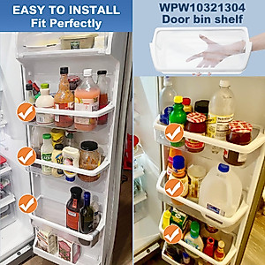[UPGRADE] WPW10321304 Refrigerator Door Shelf Replacement Compatible with Whirlpool Fridge Door Bin WRS325FDAM04 WRS325FDAM02 WSF26C3EXF01 WRS325FDAM01 ED5FVGXWS07 - Replace AP6019471 2179574 2179575