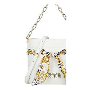 Versace Jeans Couture White Scarf Embellished Medium Bucket Bag for womens