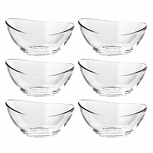 Barski - European Quality - Glass - Set of 6 - Small Bowls -Could Be Used For Small Fruit/Nut/Dessert - Each Bowl is 4" Length x 3.3" Width - Made in Europe