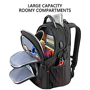 KROSER Travel Laptop Backpack 17.3 inch XL Computer Backpack Stylish College Backpack with RFID Pockets USB Charging Port REFLECTIVE STRIPS Water-Repellent Day pack for Business/Men