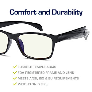 Gamma Ray Computer Blue Light Blocking Gaming Reading Glasses w/Amber Tint and Anti Glare UV Digital Eyestrain
