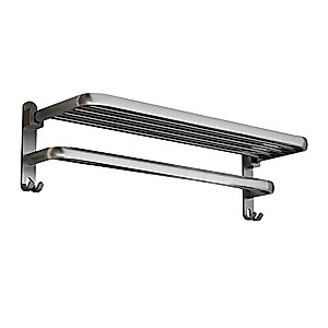 Bathroom Towel Rack Towel Shelf Bathrobe with Hooks Storage Towel Holder Hanger for Kitchen, Lavatory, Laundry Room, Hotel, 15.75x8.27x7.36inch