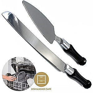 MoonShield Cake Knife & Server Spatula Cake Cutting Set - Wedding Cake Knife Set - Serving Set for Receptions Birthdays - Match the Color to Your Event Theme - Cake Knife and Cutter - Best Gift Set