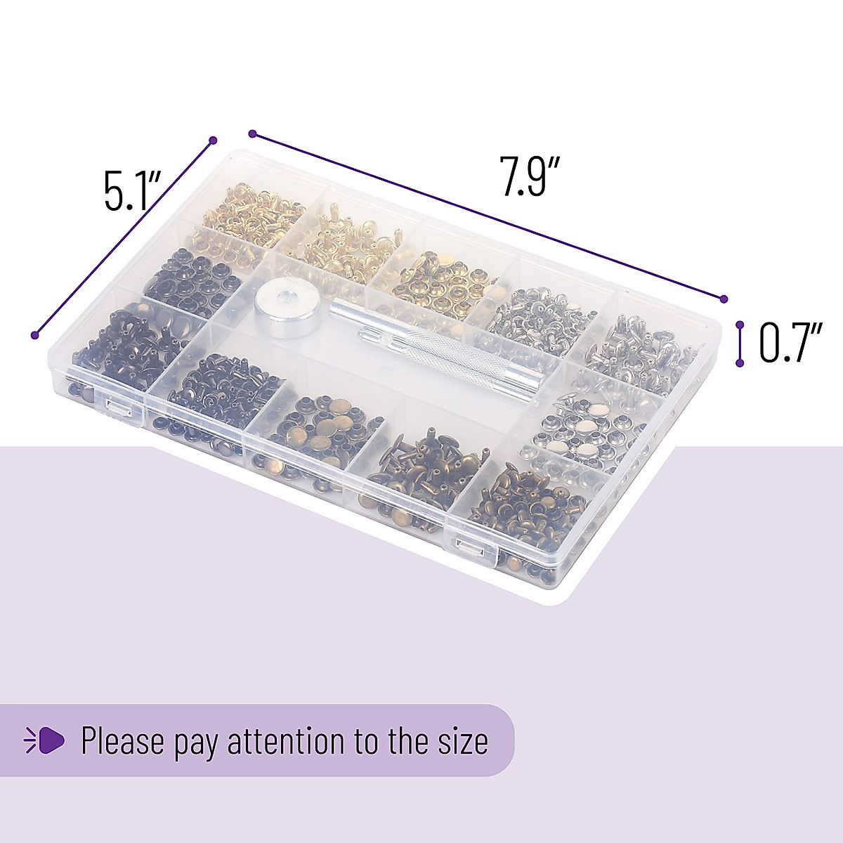 Get UNCO Leather Rivets Kit - 240pcs, 4 Colors, Tools