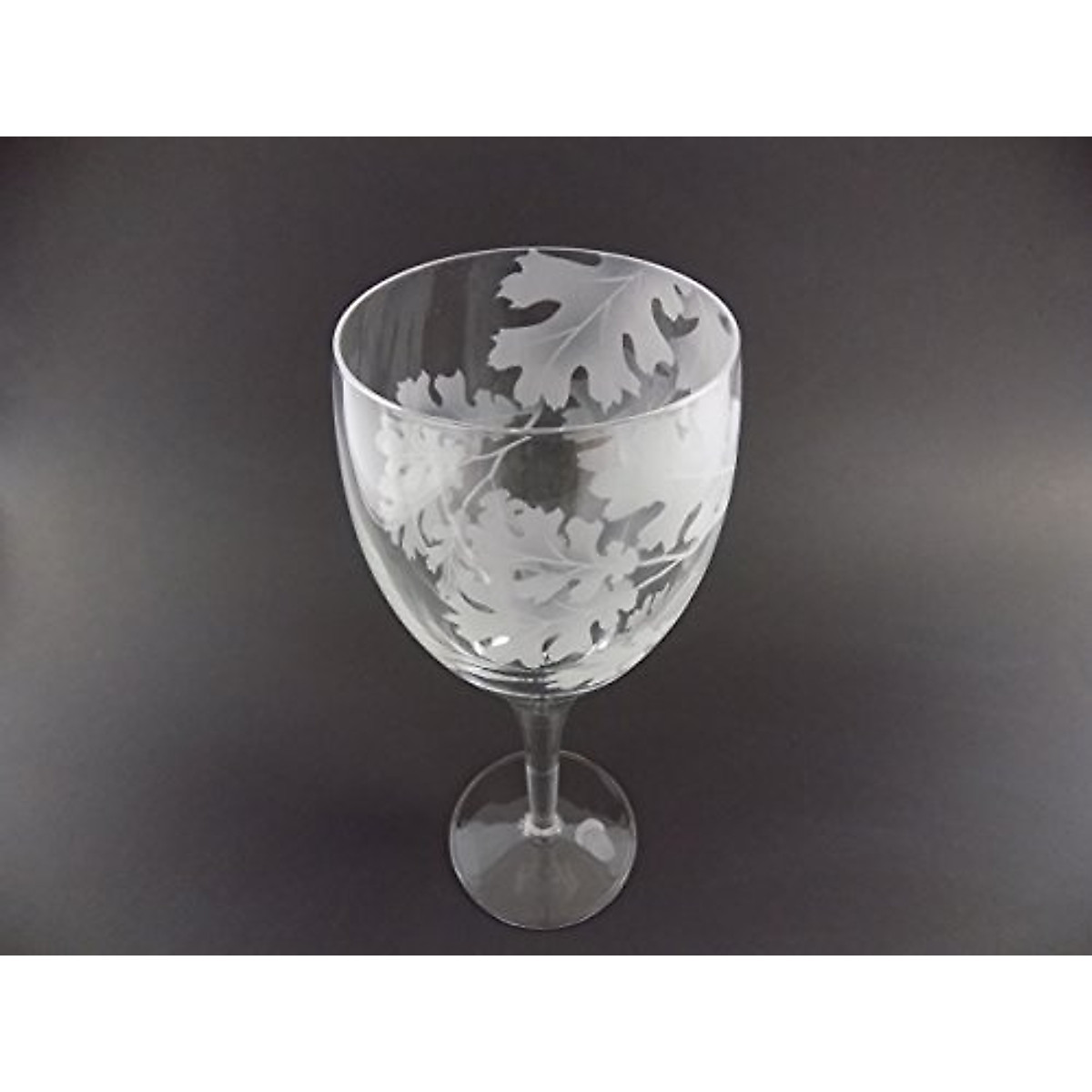 IncisoArt Hand Etched Italian Crystal Goblet Sandblasted (Sand Carved) Handmade Wine Water Glass Engraved (Oak Leaves Acorn Nut, 340 Milliliter (11.5 Ounce) White Wine)