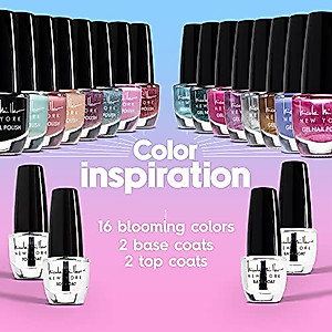 Nicole Miller 16 Colors Nail Polish Set + 2 Base Coats + 2 Top Coats – Glossy Colors Manicure Set - Long Lasting Fingernail and Toenail Polish for Women and Teen Girls