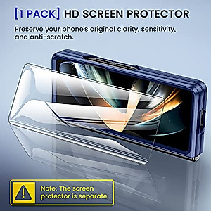 VEGO for Samsung Z Fold 4 Case, with Slide Camera Cover & Screen Protector Built-in 360° Rotate Ring Stand Protective Cover Case 5G 2022 - Blue