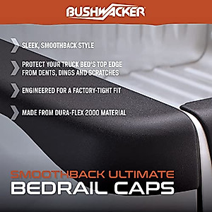 Bushwacker Ultimate BedRail Caps - SmoothBack w/ Stake Holes | 2-Piece Set, Black, Smooth Finish | 48522 | Fits 2007-2014 Chevrolet Silverado 1500, 2500 HD, 3500 HD w/ 8.1' Bed (Excludes Dually)