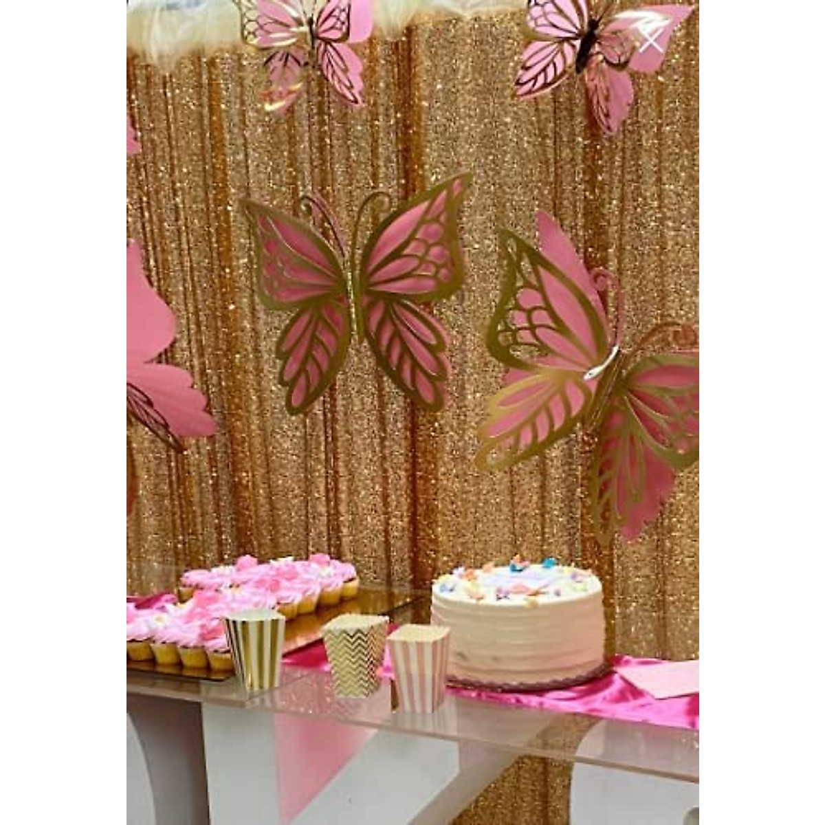 Large Butterfly Party Decoration paper Butterfly in 3 different sizes Giant butterfly Large Butterfly prop (Gold and Pink)