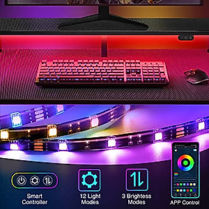 SEVEN WARRIOR L Shaped Gaming Desk with LED Lights & Power Outlets, 58” Reversible Computer Desk with Storage Shelf & Monitor Stand, Corner Desk with Cup Holder, with Headphone Hook, Black