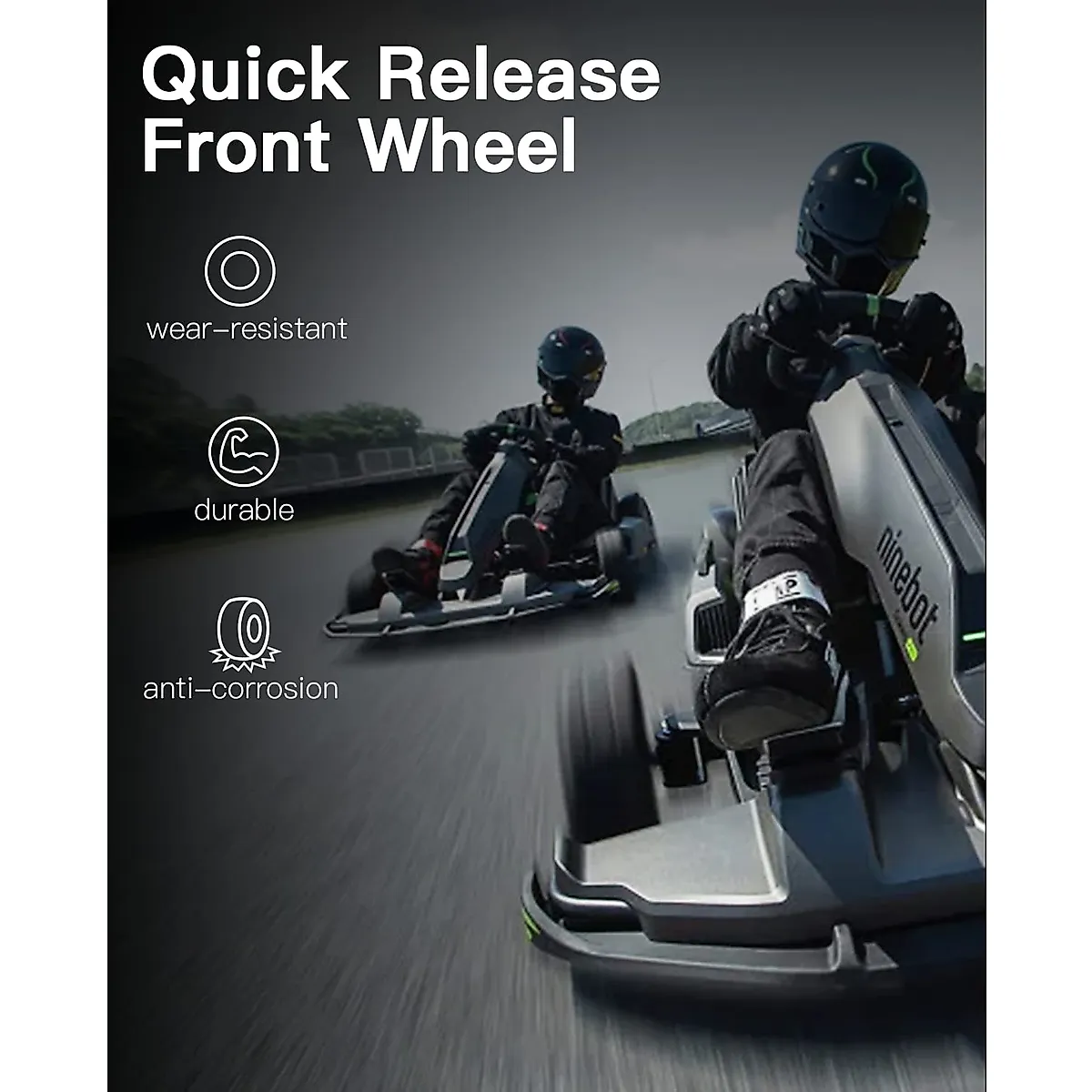 stio Front Wheel Assembly for Go Kart Pro and Gokart Bundle, Compatible with Ninebot by Segway GoKart Pro/Gokart Kit, Gokart Karting Front Wheel Replacements Kart Kit Refit Original Accessories