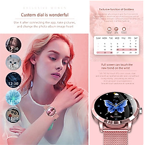 Smart Watches for Women, 2023 HD LCD Smart Watch for Android Phones and iPhone Compatible, Waterproof Fitness Smartwatch with Sleep Tracker, Heart Rate, Blood Oxygen Monitor, Smartwatch Rose Gold