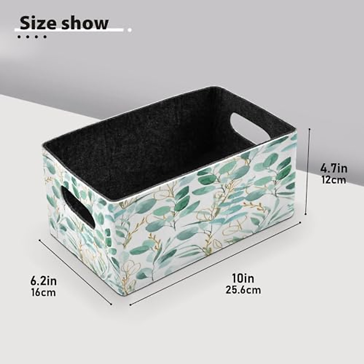 Kcldeci 2Pcs Storage Baskets For Shelves Green and Gold Eucalyptus Foldable Storage Bins Cube Fabric Bins Organizer for Nursery Home Office Kids Toys