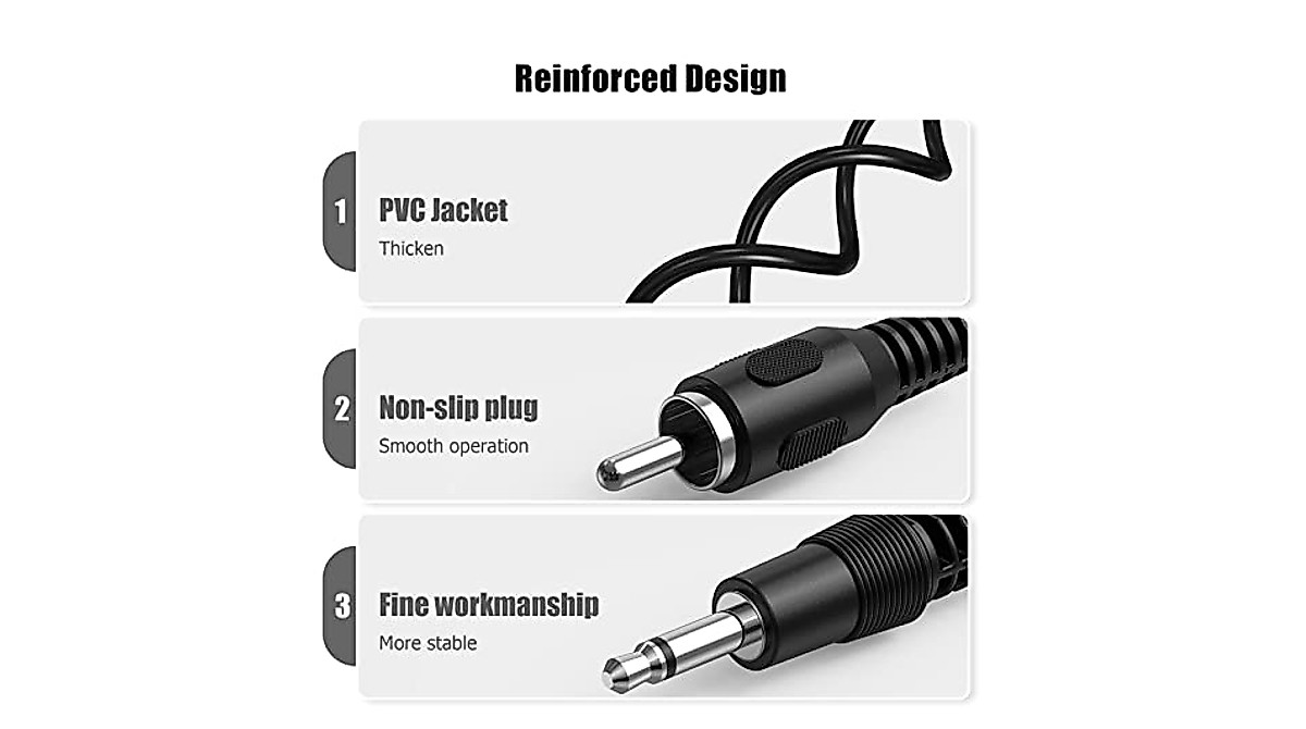 Ancable RCA to 3.5mm Mono Audio Cables - 2-Pack, 3 Feet for Speakers ...