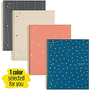 Five Star Spiral Notebook Plus Study App, 1-Subject, College Ruled Paper, 11" x 8-1/2", 100 Sheets, Design Will Vary (06348)
