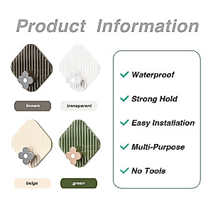 Gerderk 4 Pack Adhesive Hooks Utility Hooks, Heavy Duty Hooks Robe Towel Hooks Waterproof Adhesive Wall Hooks for Home Bathroom Kitchen Office and Living Room (Mulit-Color)