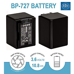 BM Premium 2 BP-727 Batteries and Dual Charger for Canon Vixia HFR80 HFR82 HFR800, HFR70, HFR72, HFR700, HFR32, HFR300, HFR40, HFR42, HFR400, HFR50, HFR52, HFR500, HFR60, HFR62, HFR600 Camcorder