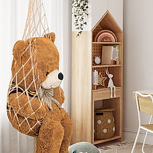 Dremisland Stuffed Animal Storage Toy Organizers and Storage, Display a Large Plush Toy! Boho Macrame Toy Net Hammock for Corners Walls Ceiling Nursery Kids Play Room Bedroom(Beige)