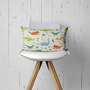 Lumbar Pillow Covers 12x20, Dinosaur Rectangle Pillowcase Small Oblong Kids Boys Girls Cushion Covers Dinoasur Lover Gifts, 2 Pack